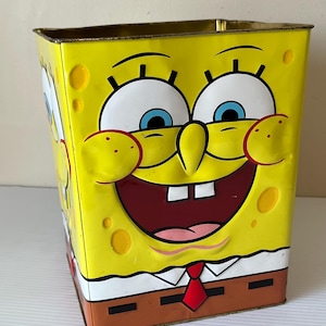 Vintage Spongebob Squarepants Metal Trash Can, Kids Playroom Decor - Etsy