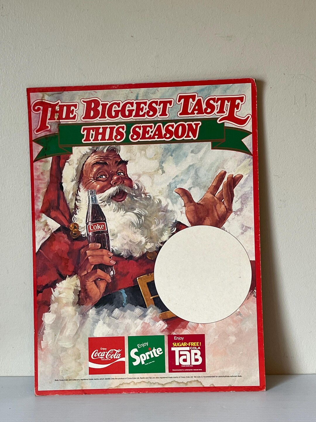 Coca-cola Santa Standee, 19” Cardboard Decor, Vintage Holiday Display ...