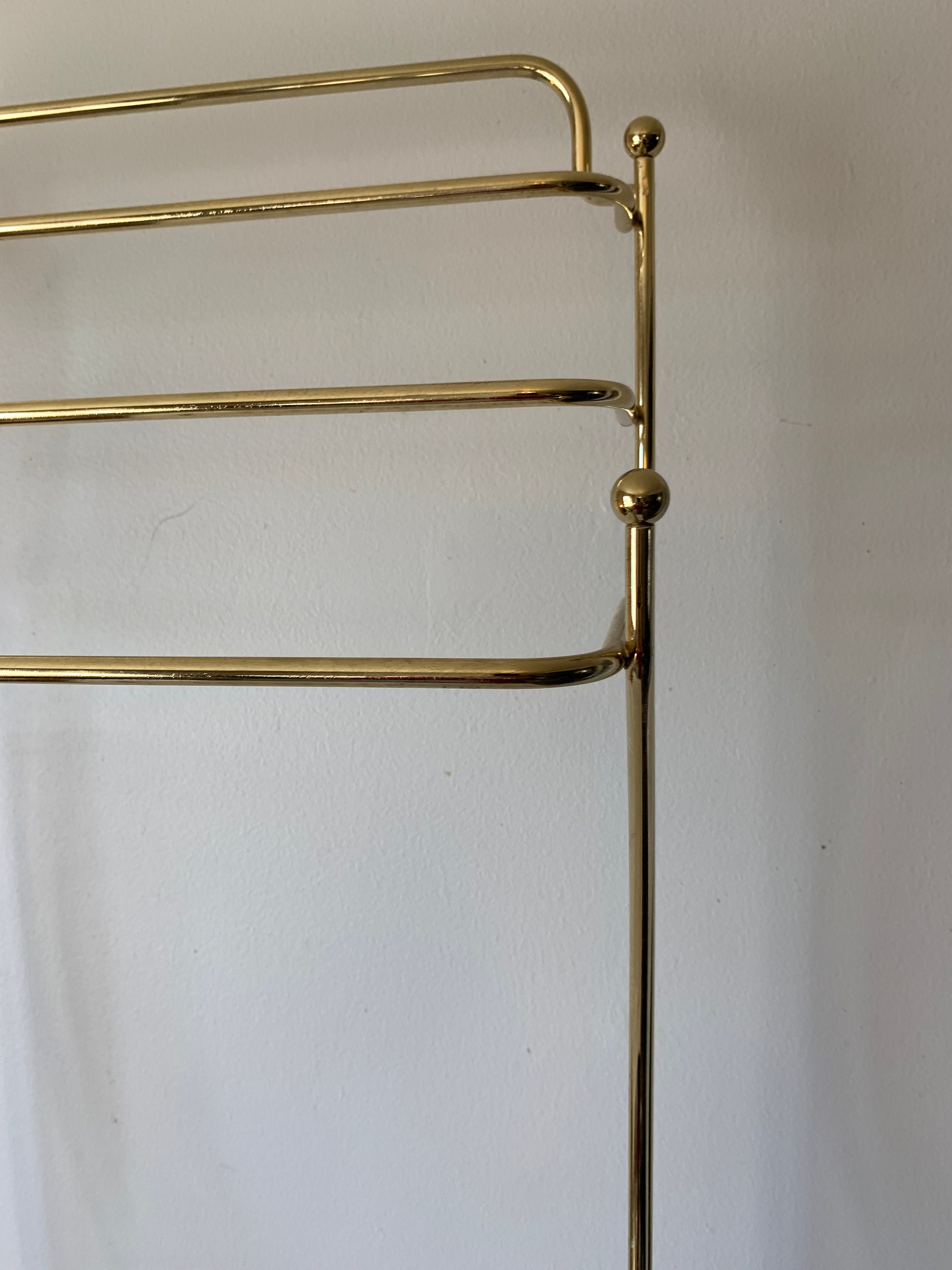Vintage Mid-century Modern Brass Free Standing Towel Quilt Rack With 3 ...