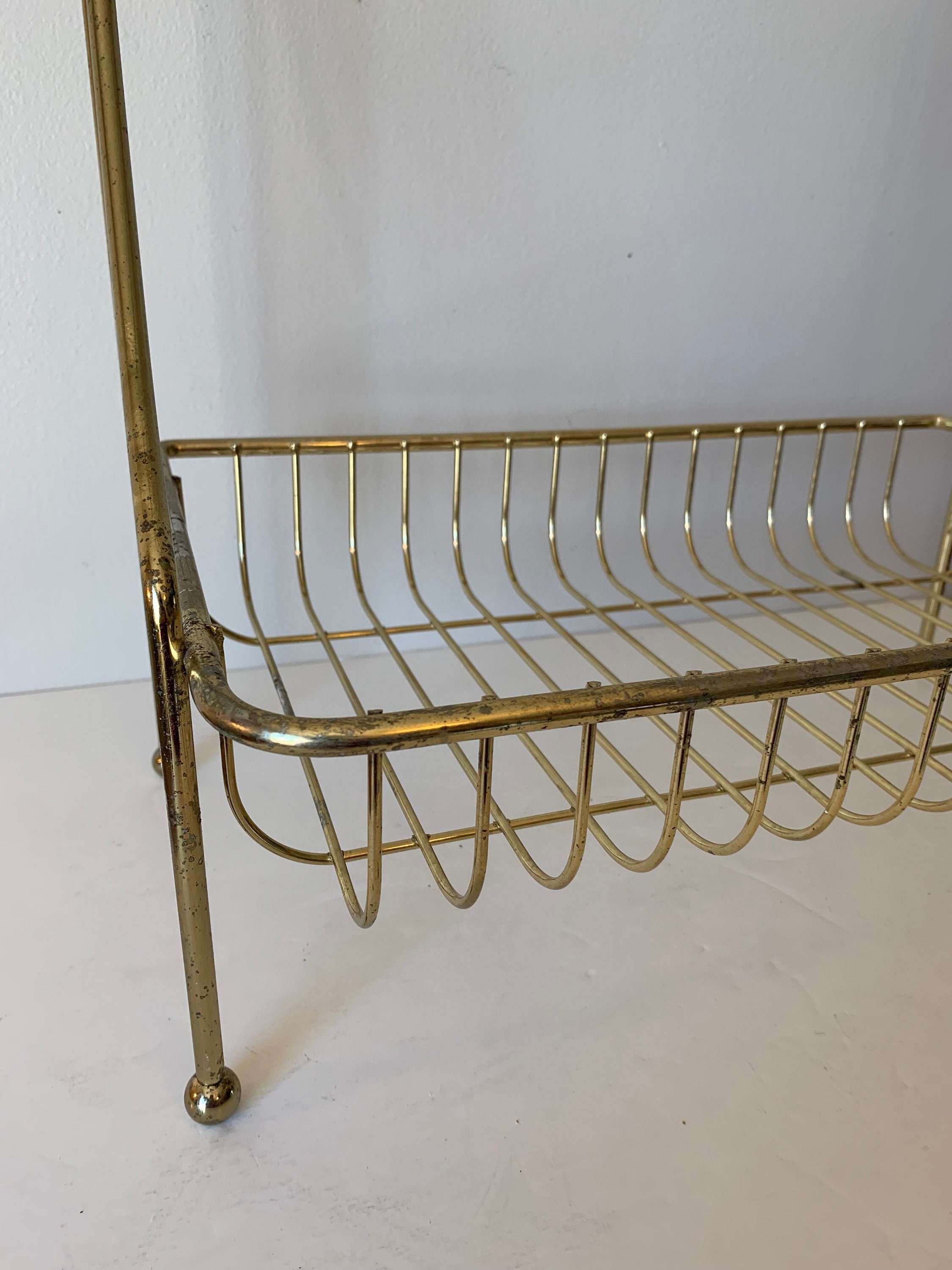 Vintage Mid-century Modern Brass Free Standing Towel Quilt Rack With 3 ...