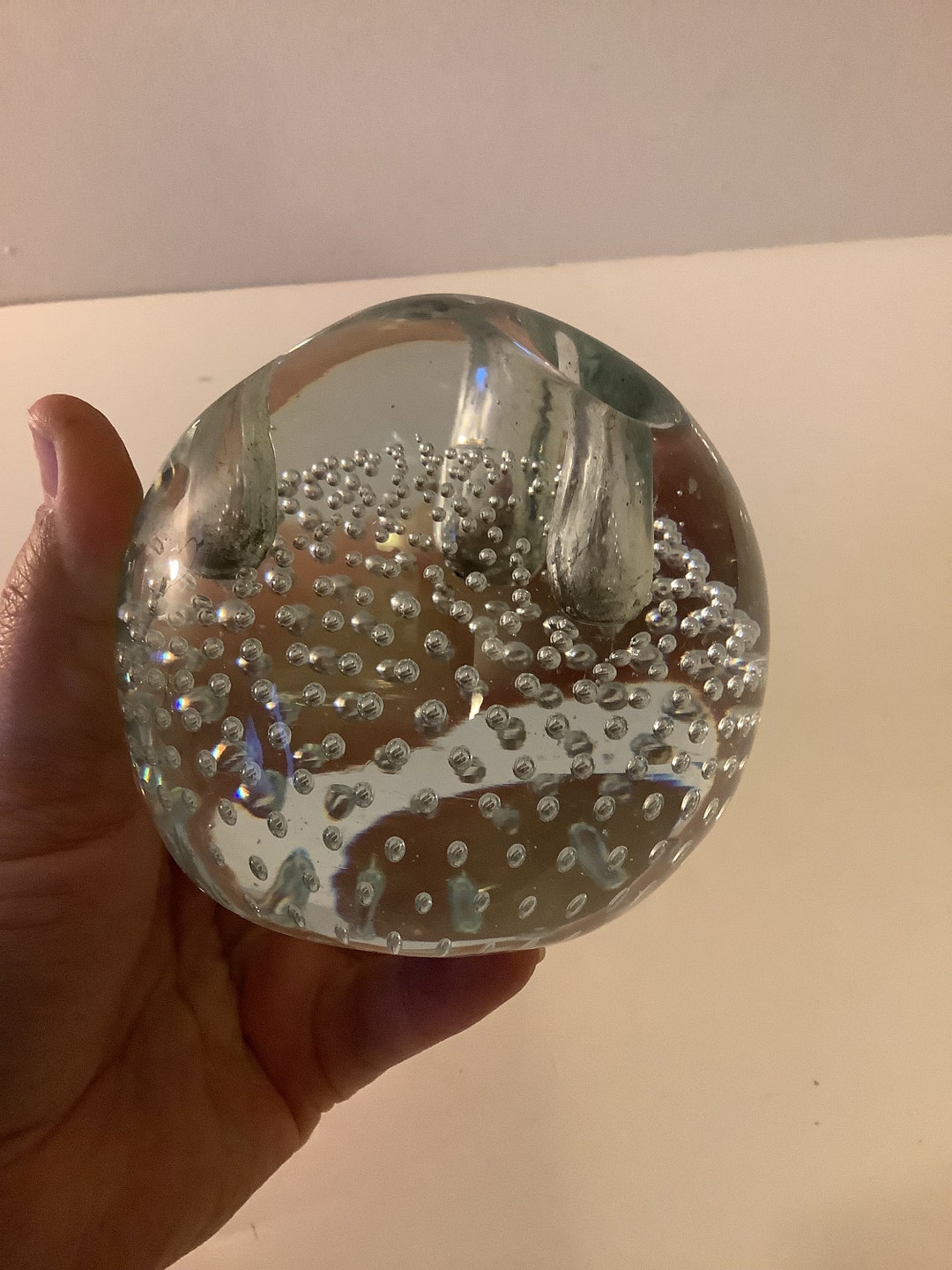 Vintage Clear Glass Bubble Paperweight a Collectible Glass Piece That ...