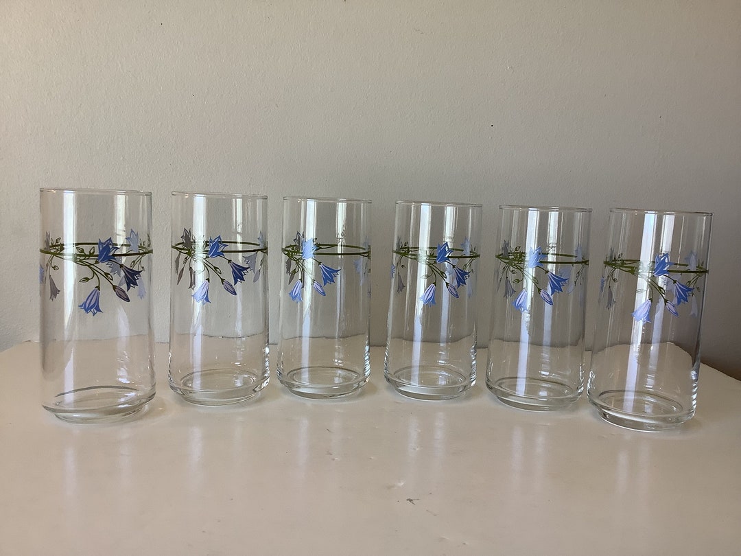 Set of 6 Blue Dusk 12 Ounce Glass Tumblers by Corelle Classic Vintage ...