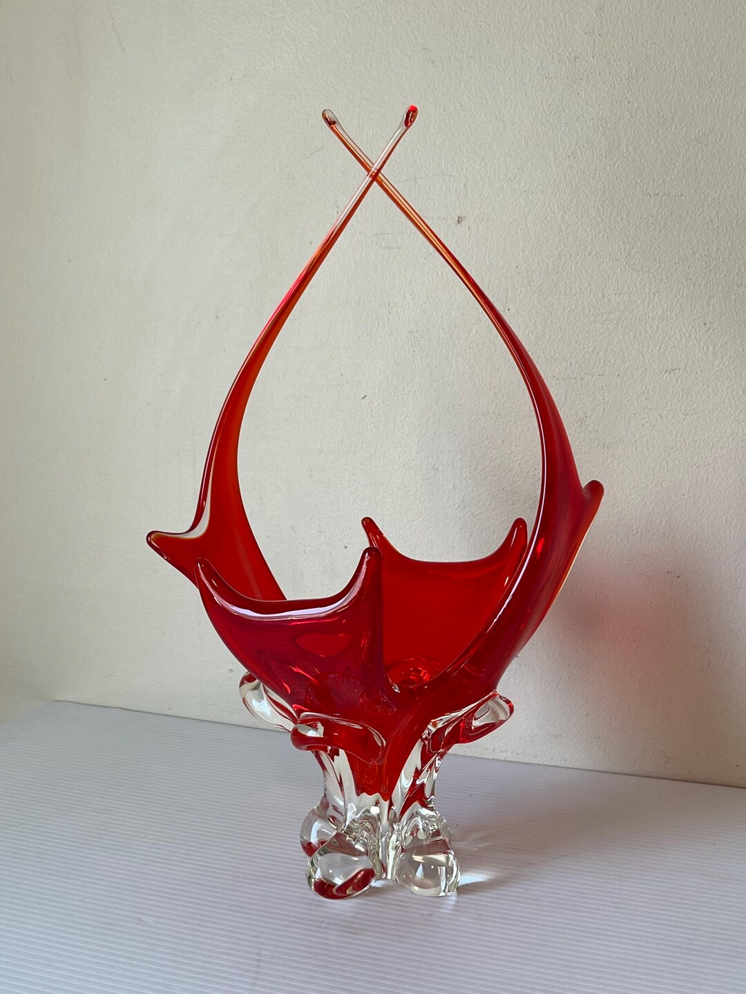 Mid-century Modern Chalet Glass Bowl, Vintage Art Glass, Handmade in ...