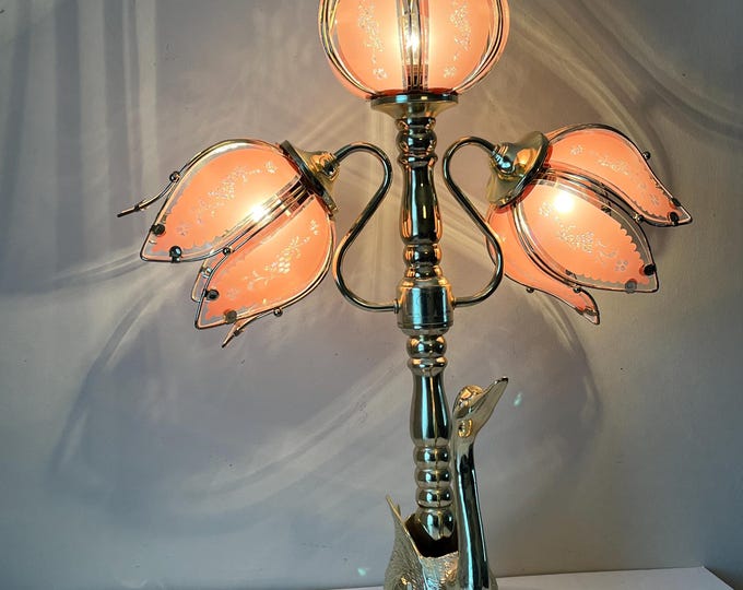 Vintage 80s Hollywood Regency Table Lamp With a Tri Light Design and ...