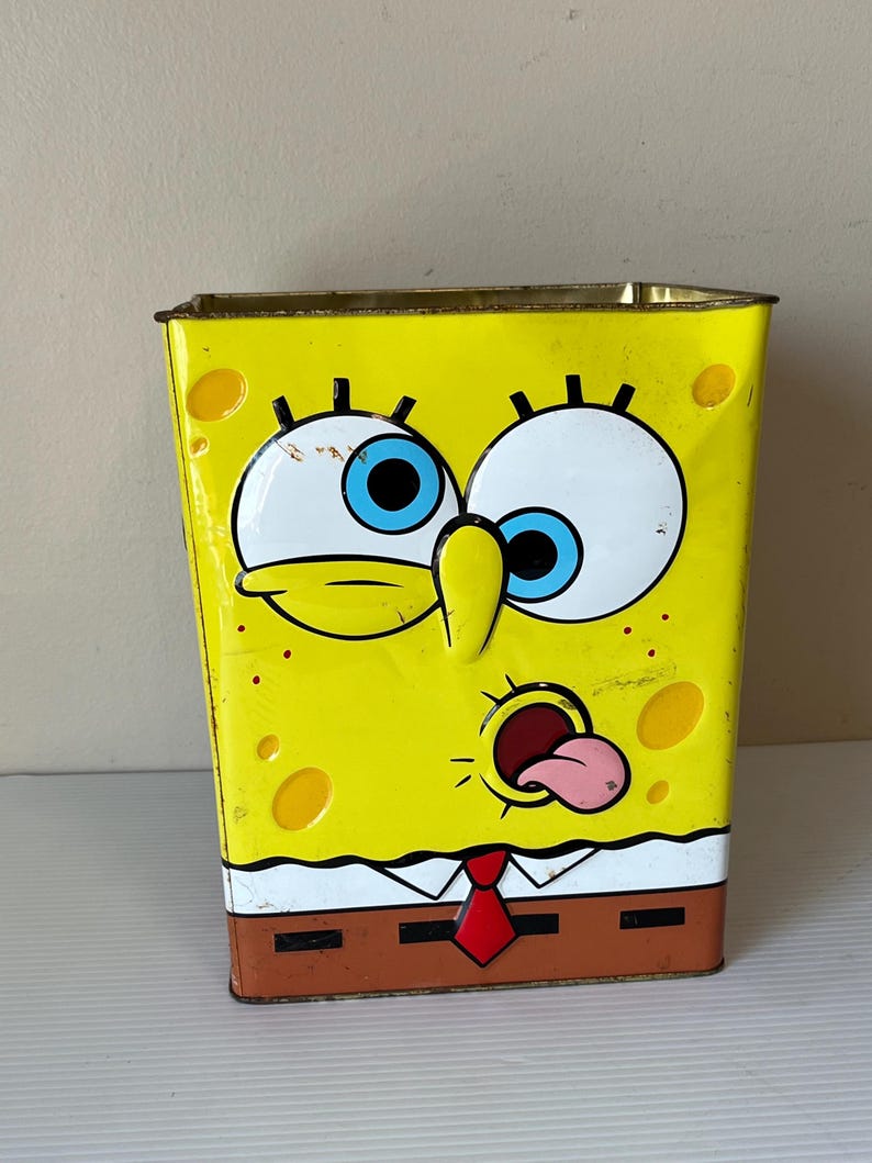Vintage Spongebob Squarepants Metal Trash Can, Kids Playroom Decor - Etsy