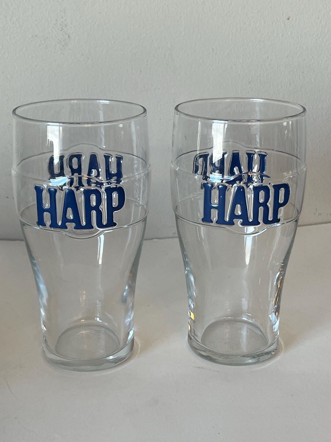 Pair Vintage Harp Lager Beer Pint Glass, Irish British Glass, Barware ...