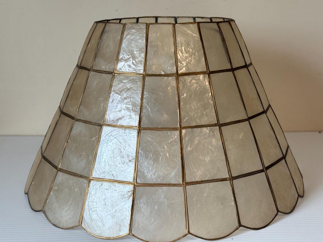 Vintage Scallop Edge Capiz Shell Lamp Shade, Round Capiz Shade, Shell ...