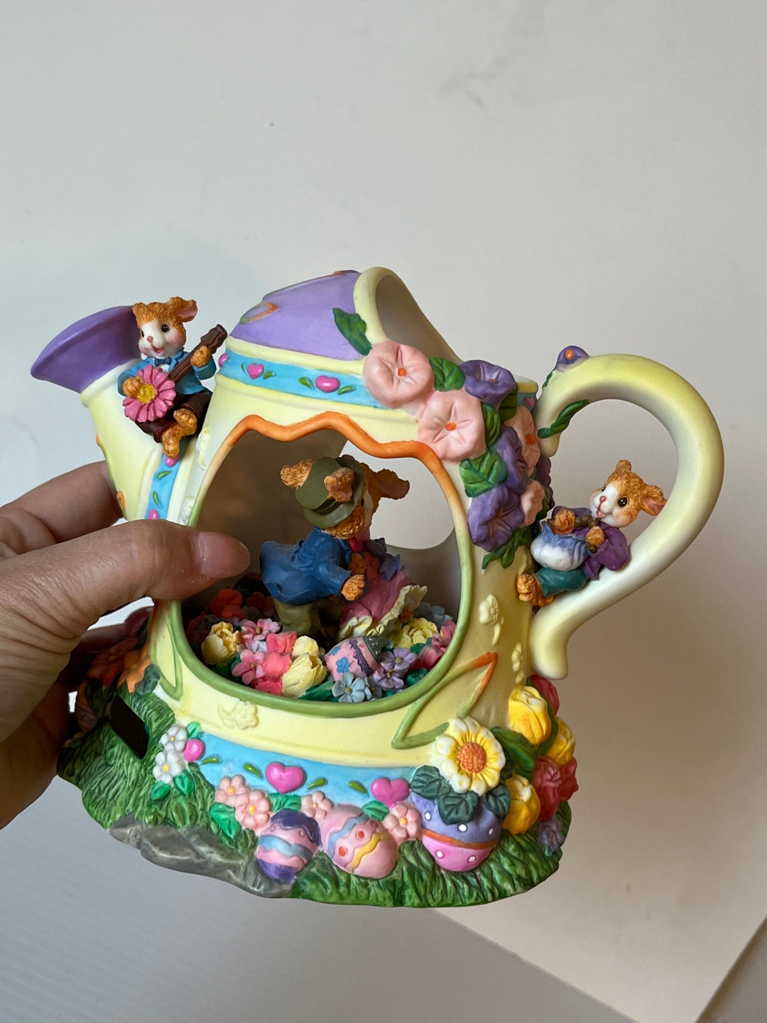 Musical Easter Teapot With Bunny Scene, Easter Gift, Home Decor Accent ...