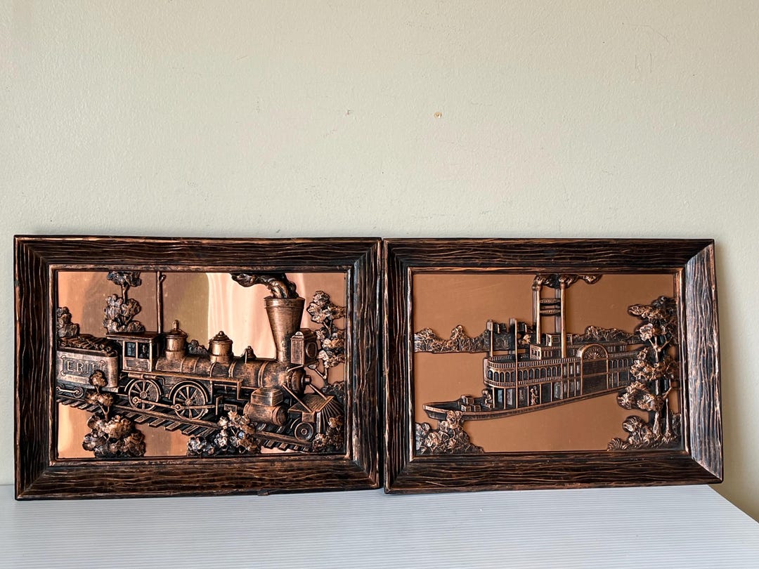 Vintage Coppercraft Guild 3D Wall Art Set, Steam Train Wall Art ...