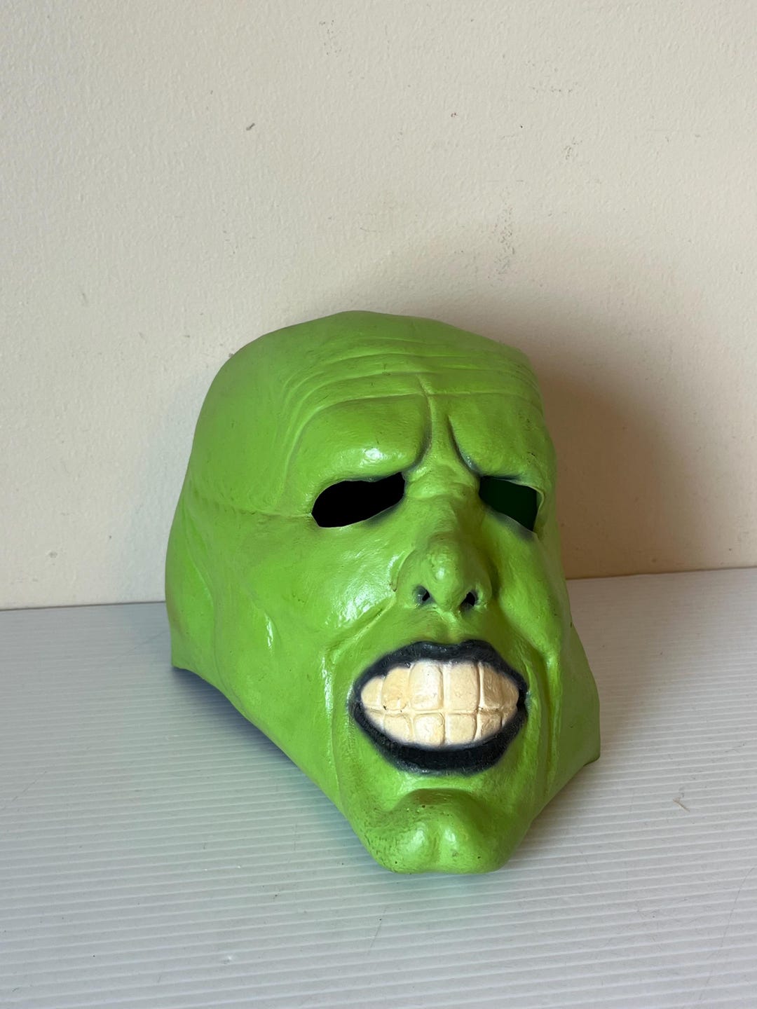 The Mask Jim Carrey Vintage Costume, Halloween Mask 1999, Movie Prop ...