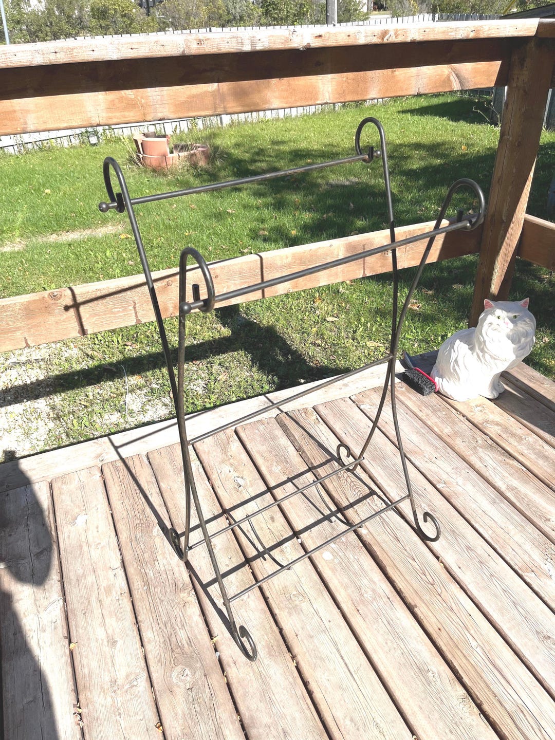 Wrought Iron Quilt Rack With Rod Holder, Vintage Display Stand - Etsy
