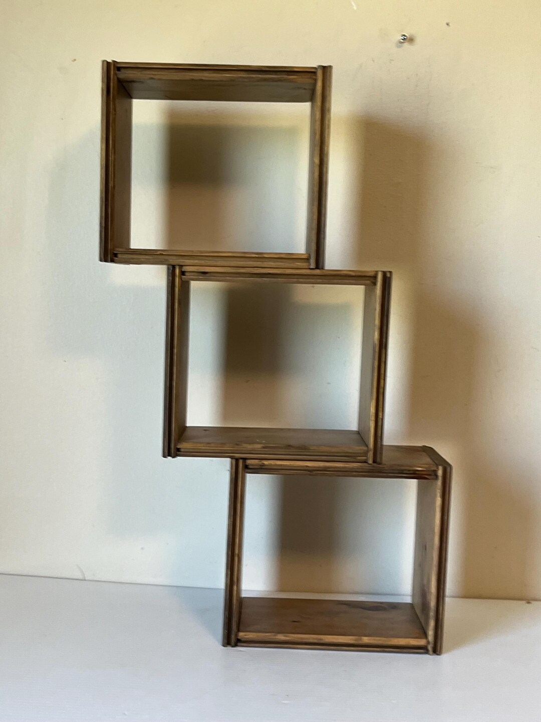Vintage Wood Knick Knack Shelf, Hanging Curio Shelf, Interlocking ...