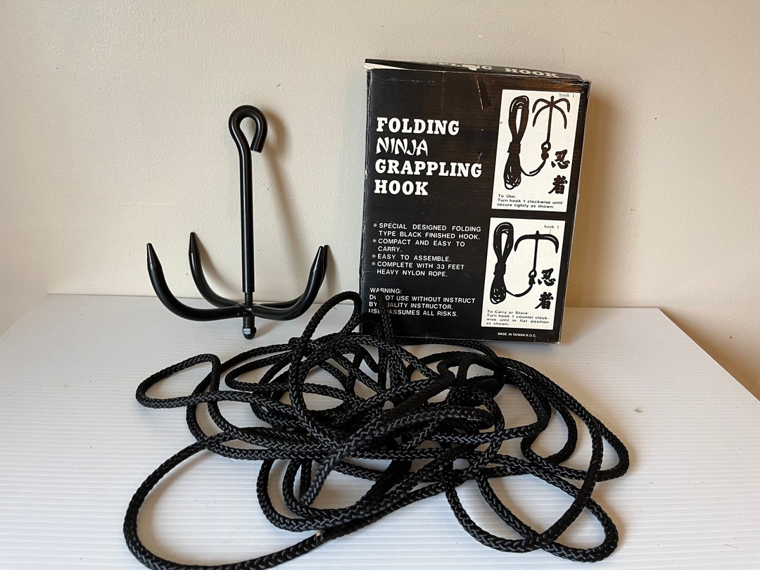 Compact Ninja Folding Grappling Hook & Rope in Black, Box, Ideal Gift ...