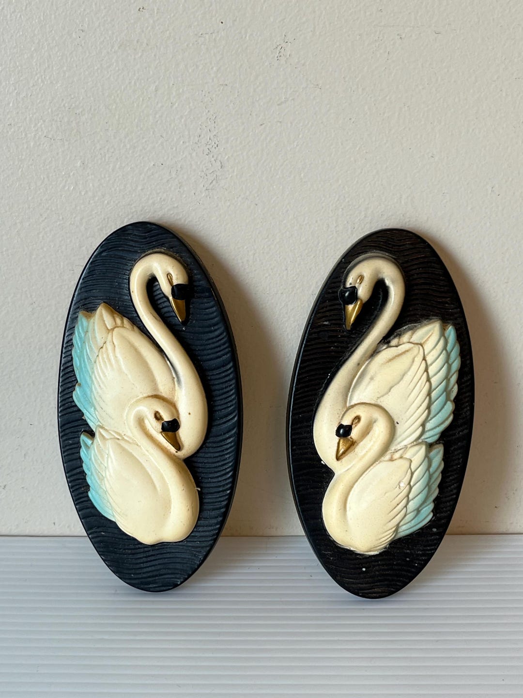 Vintage Miller Studio Chalkware Swan Wall Plaques, Set of 2 - Etsy