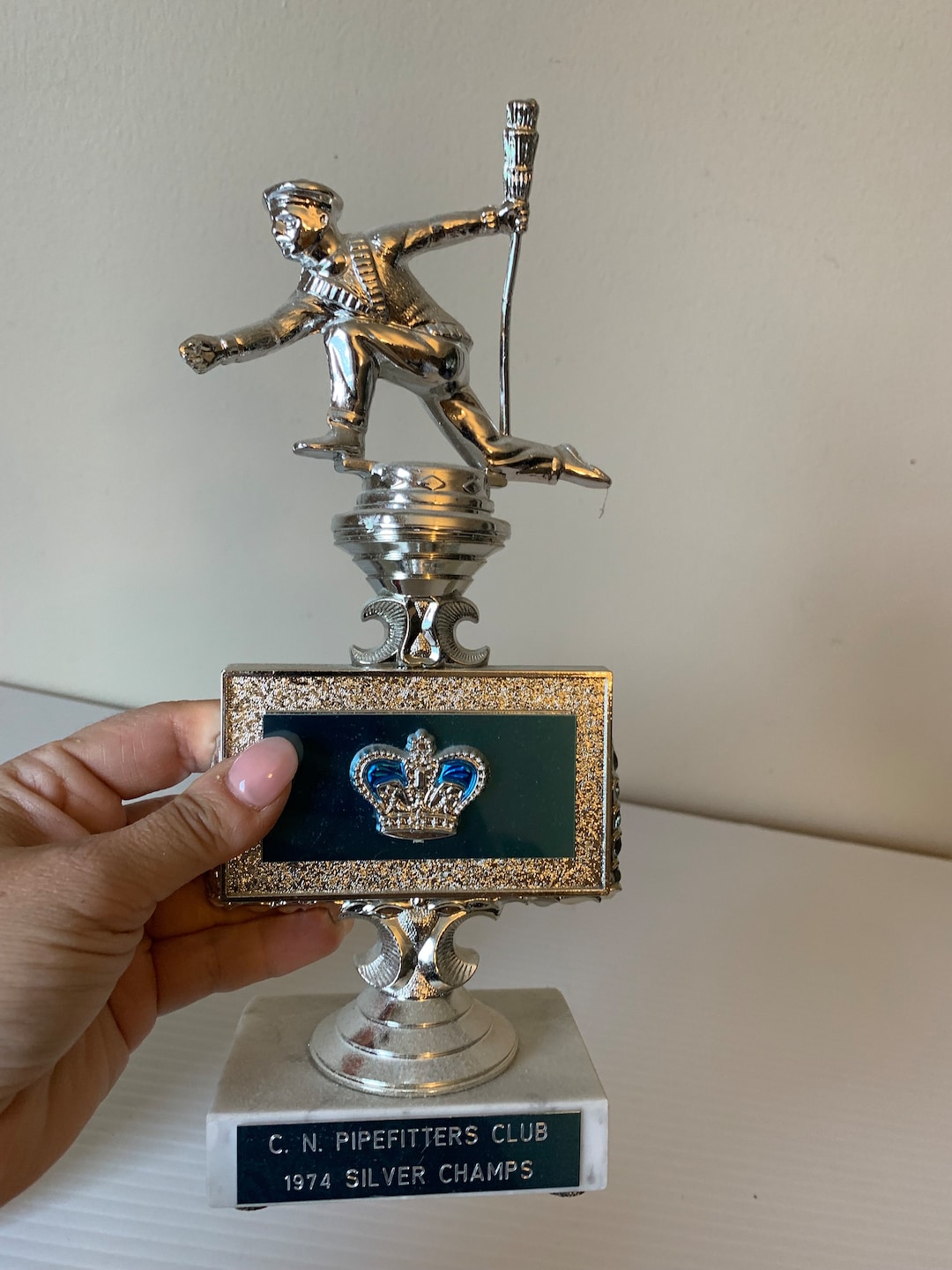 Vintage Curling Trophy, Sports Award, Curling Collectible, Retro Trophy ...