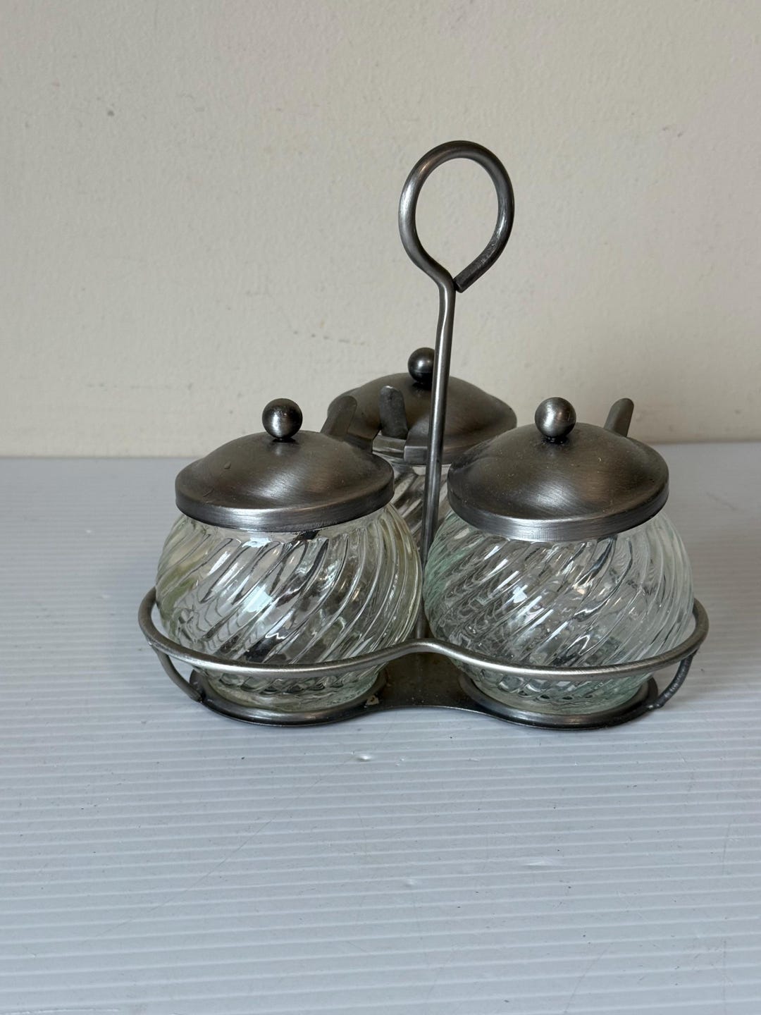 Vintage Glass Jar Condiment Caddy, Kitchen Organizer - Etsy