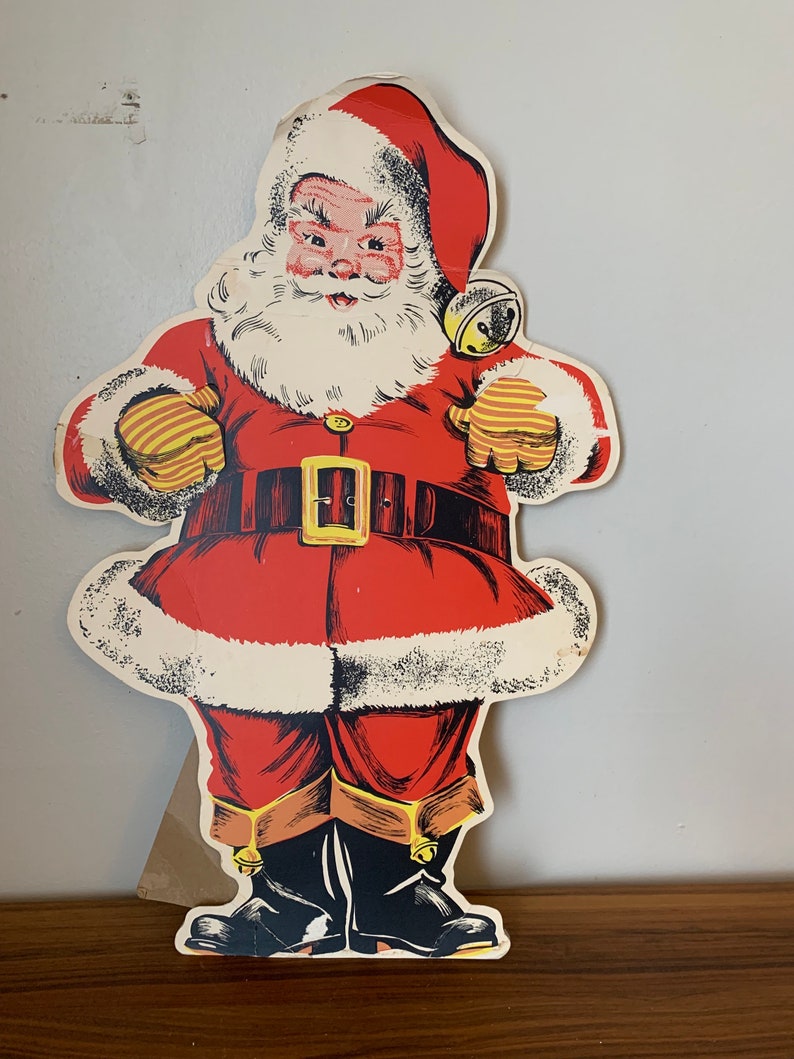 Vintage Christmas Santa Cardboard Cutout, Vintage Advertising - Etsy