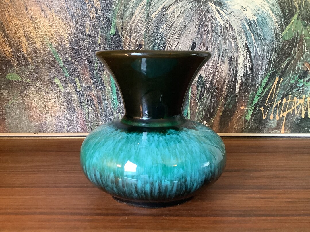 Vintage Canadian Blue Pottery Drip Glaze Jug Art Centerpiecevase, Bowl ...