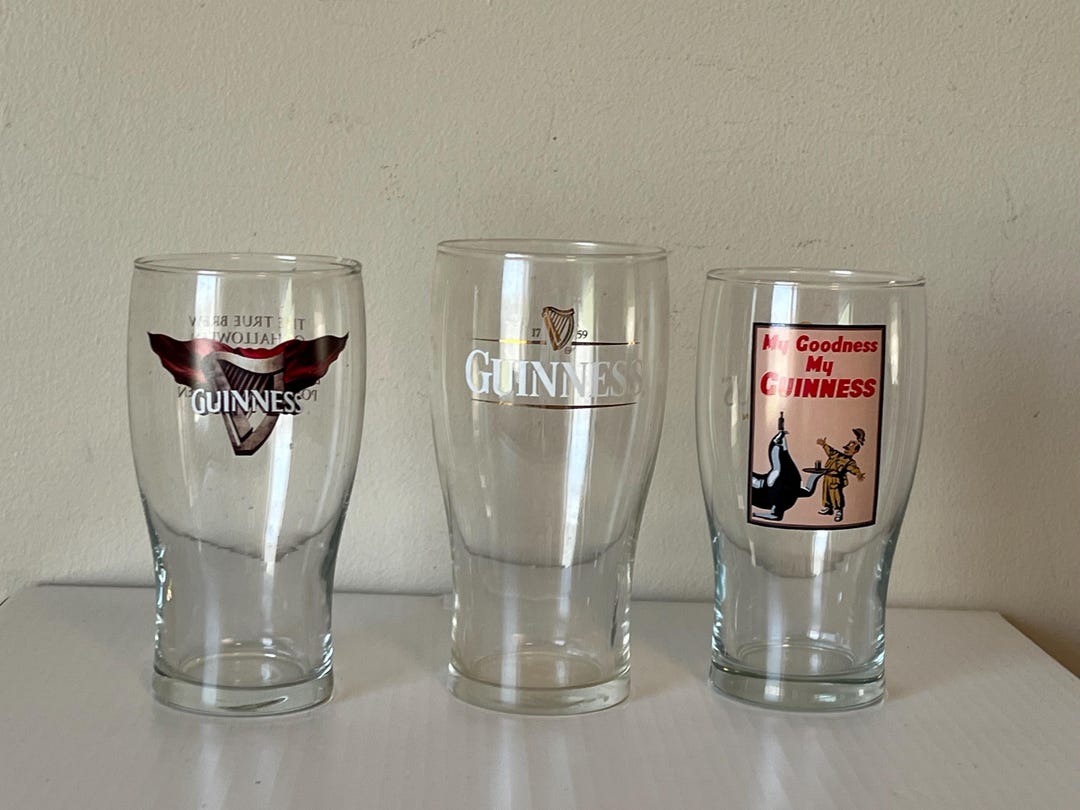 Set of 3 Guinness Beer Glasses, Vintage Collection, Bar Glassware ...