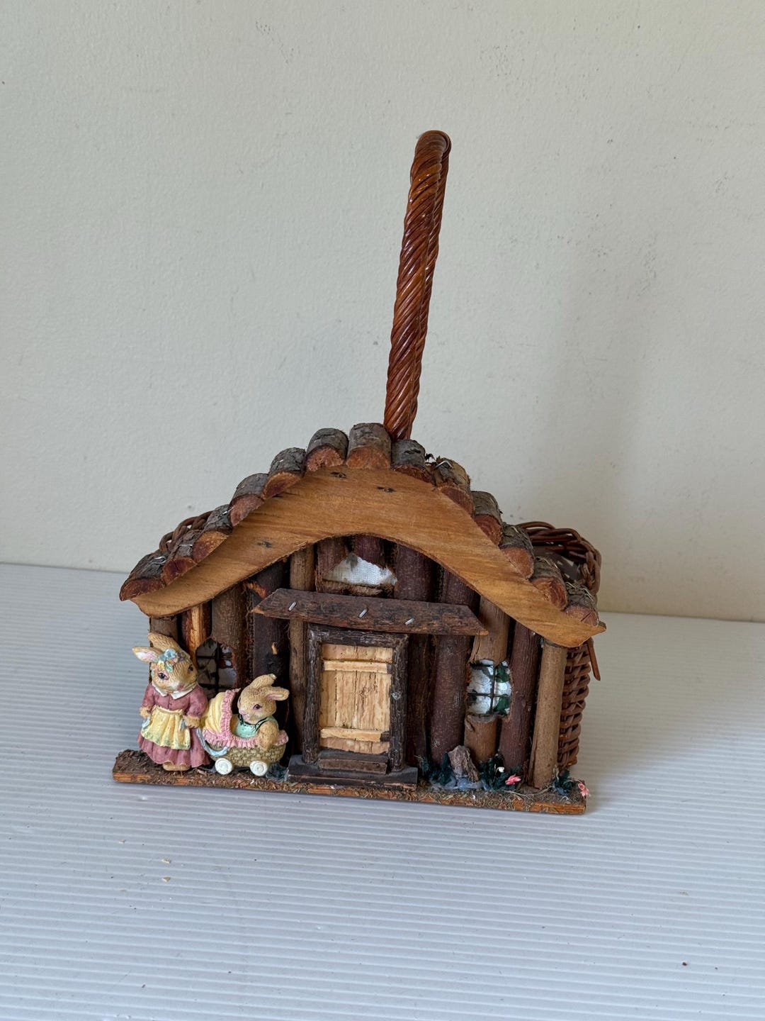 Easter-themed Basket, Rustic Cabin Container, House Shaped Basket ...