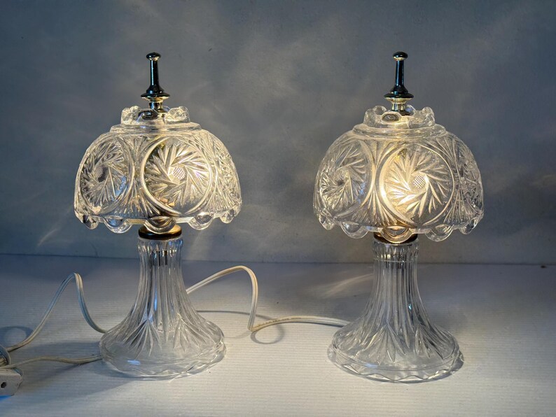 Pair Vintage Table Accent Lamps, Crystal Pinwheel Lamp, Clear Lamp ...