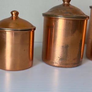 Nesting Vintage Copper Canister Set, Retro Storage Jars, Rustic Home ...