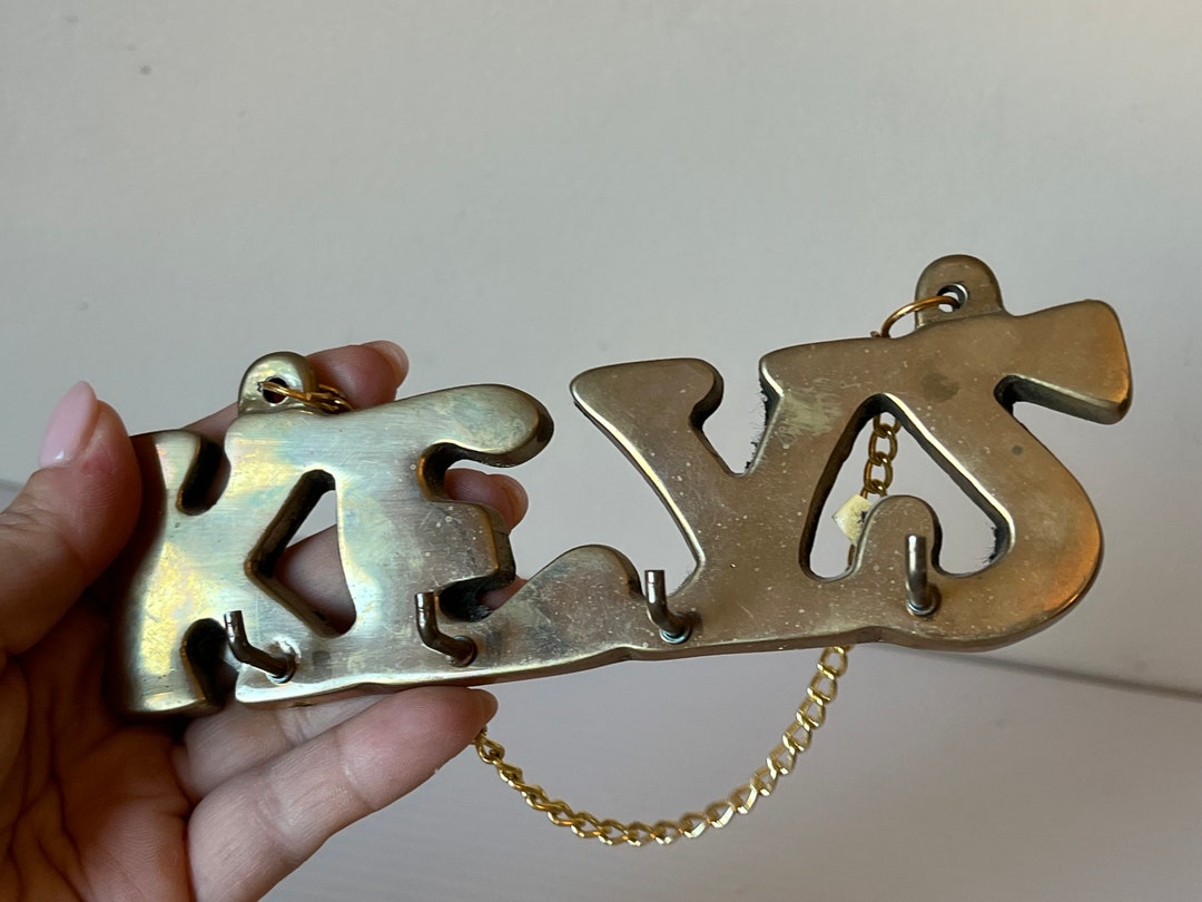 Vintage Wall Key Holder, Brass Key Organizer Chain, Retro Key Rack ...