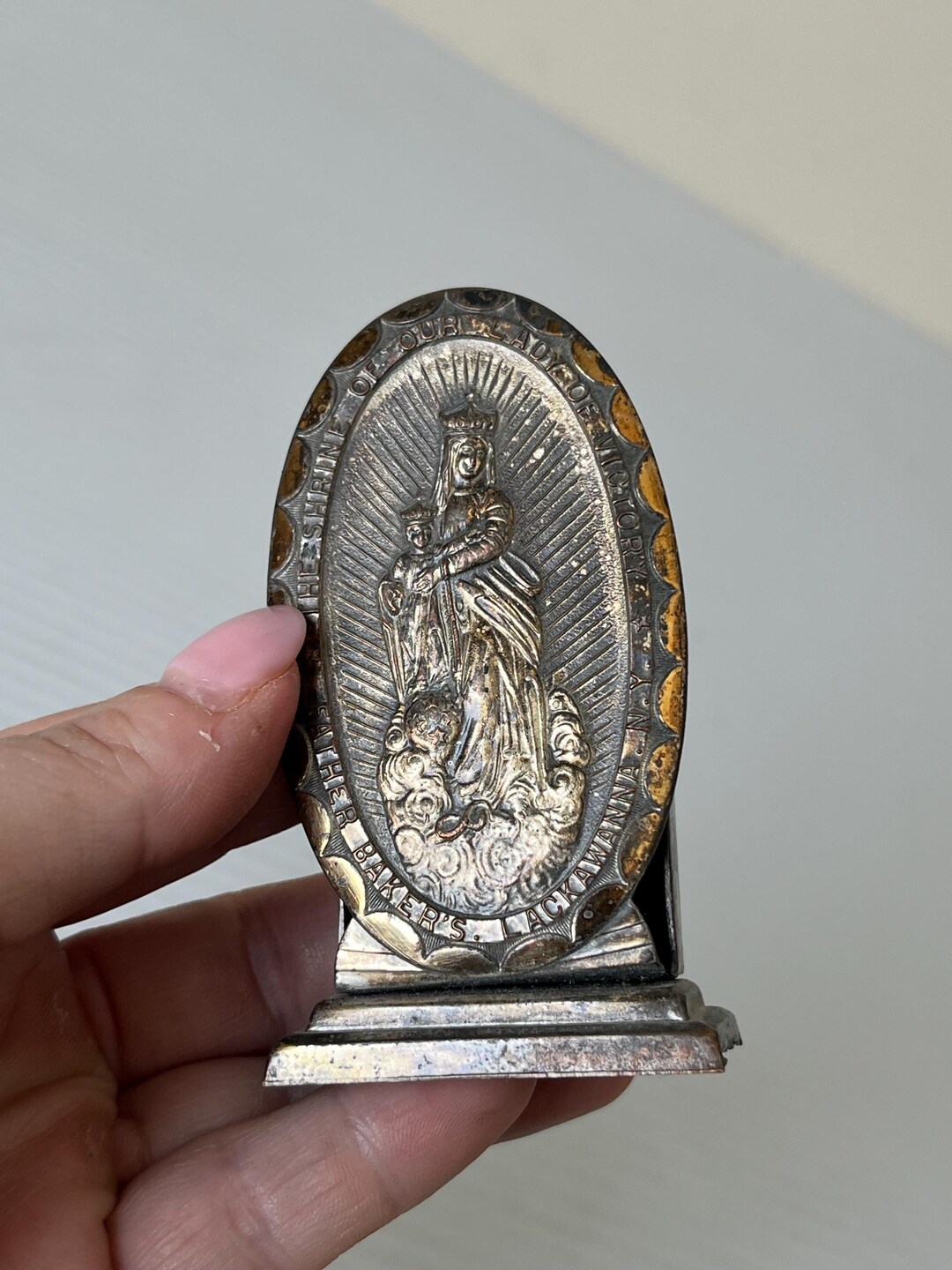 Vintage Virgin Mary Holy Water Font, Metal Religious Decor - Etsy