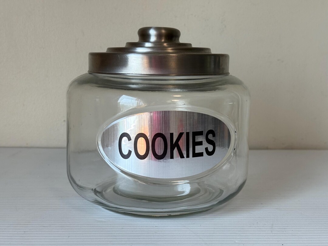 Vintage Cookies Canister, Glass Cookies Storage Jar, Storage Jar With ...