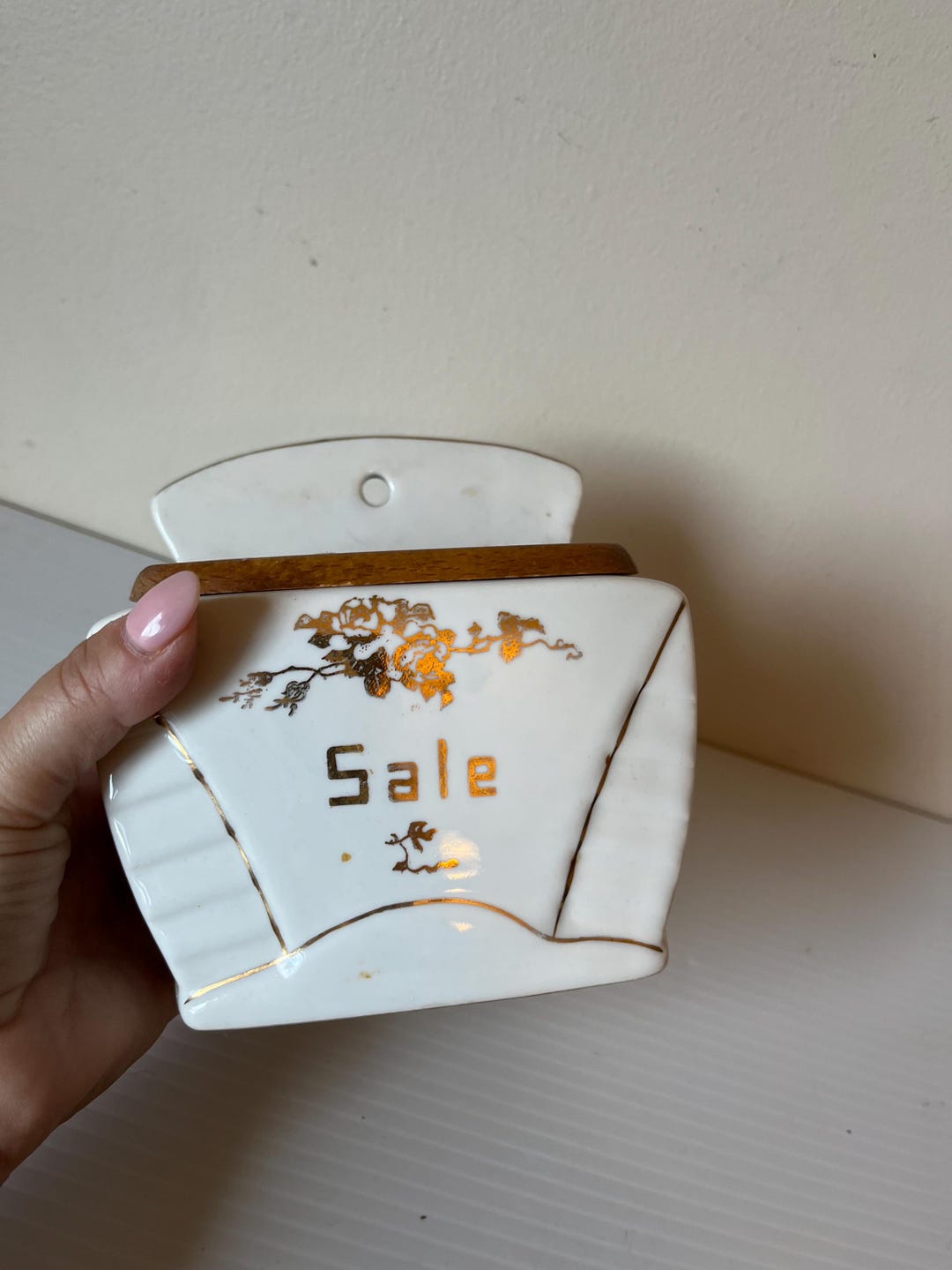 Ceramic Sale Cellar, Vintage Salt Wall Container, Kitchen Decor, Wall ...