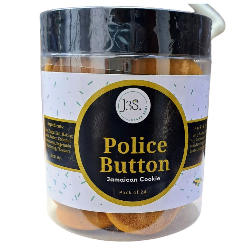 Jamaican Police Button Cookie Jamaican Cookie Jamaican Snack Pack of 24 ...