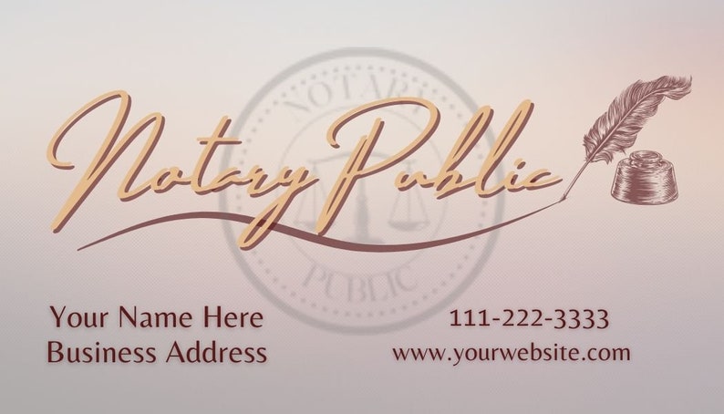 Notary Business Card Template - Etsy