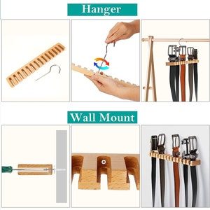 Wall Mounted Wooden Belt Holder Belt Hanger Wooden Hangers Belt Rack ...