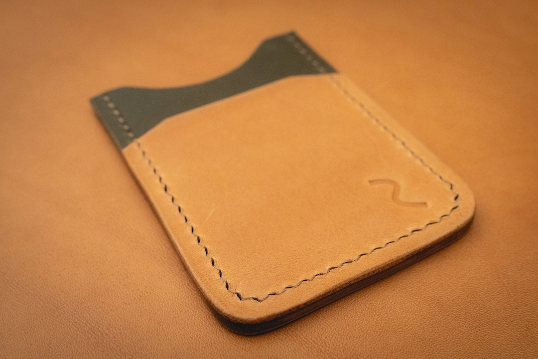 Minimalist Leather 3 Slot Card Holder Wallet — Tan and Olive - Etsy