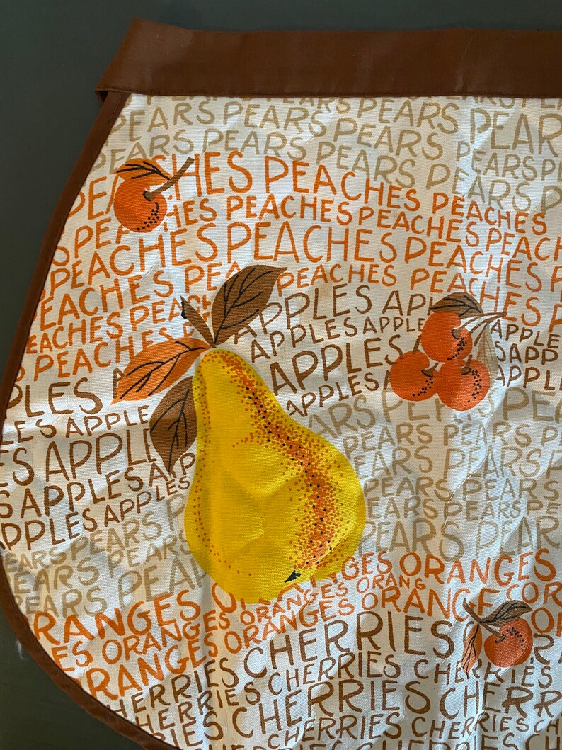 1970s Quilted Brown and Orange Fruit Design Cooking Apron - Etsy