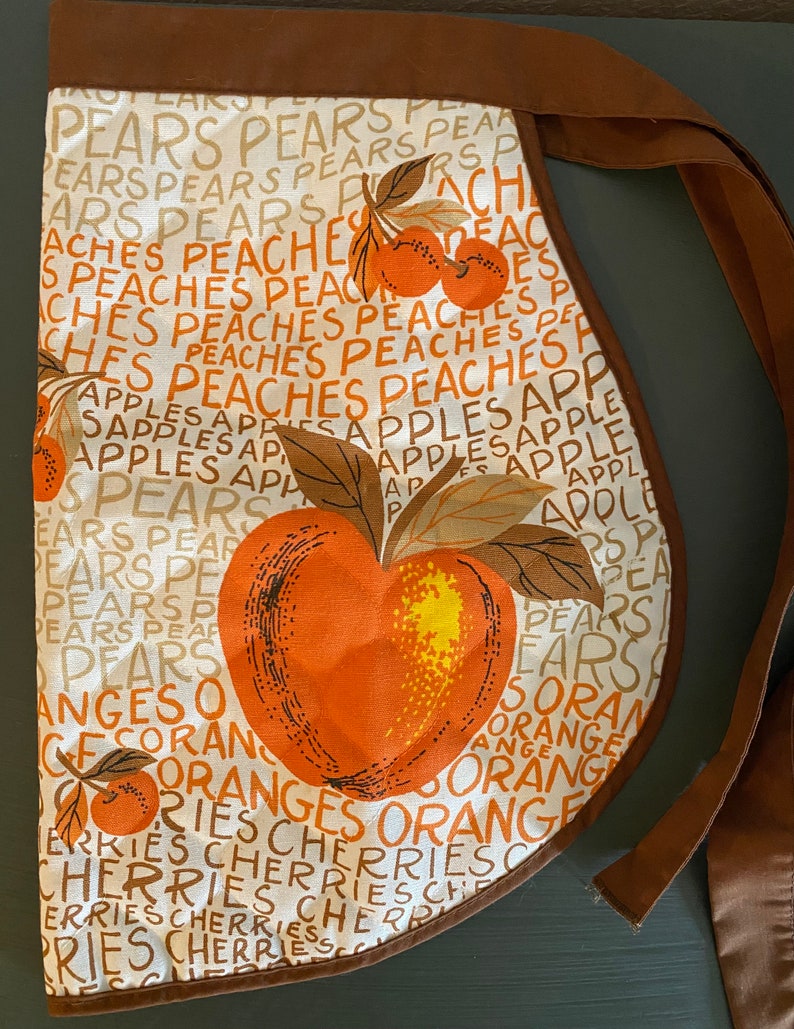 1970s Quilted Brown and Orange Fruit Design Cooking Apron - Etsy