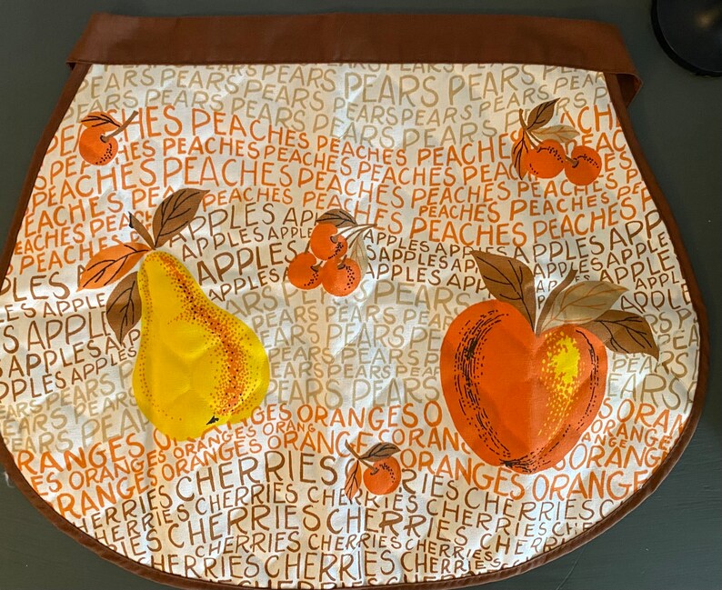 1970s Quilted Brown and Orange Fruit Design Cooking Apron - Etsy