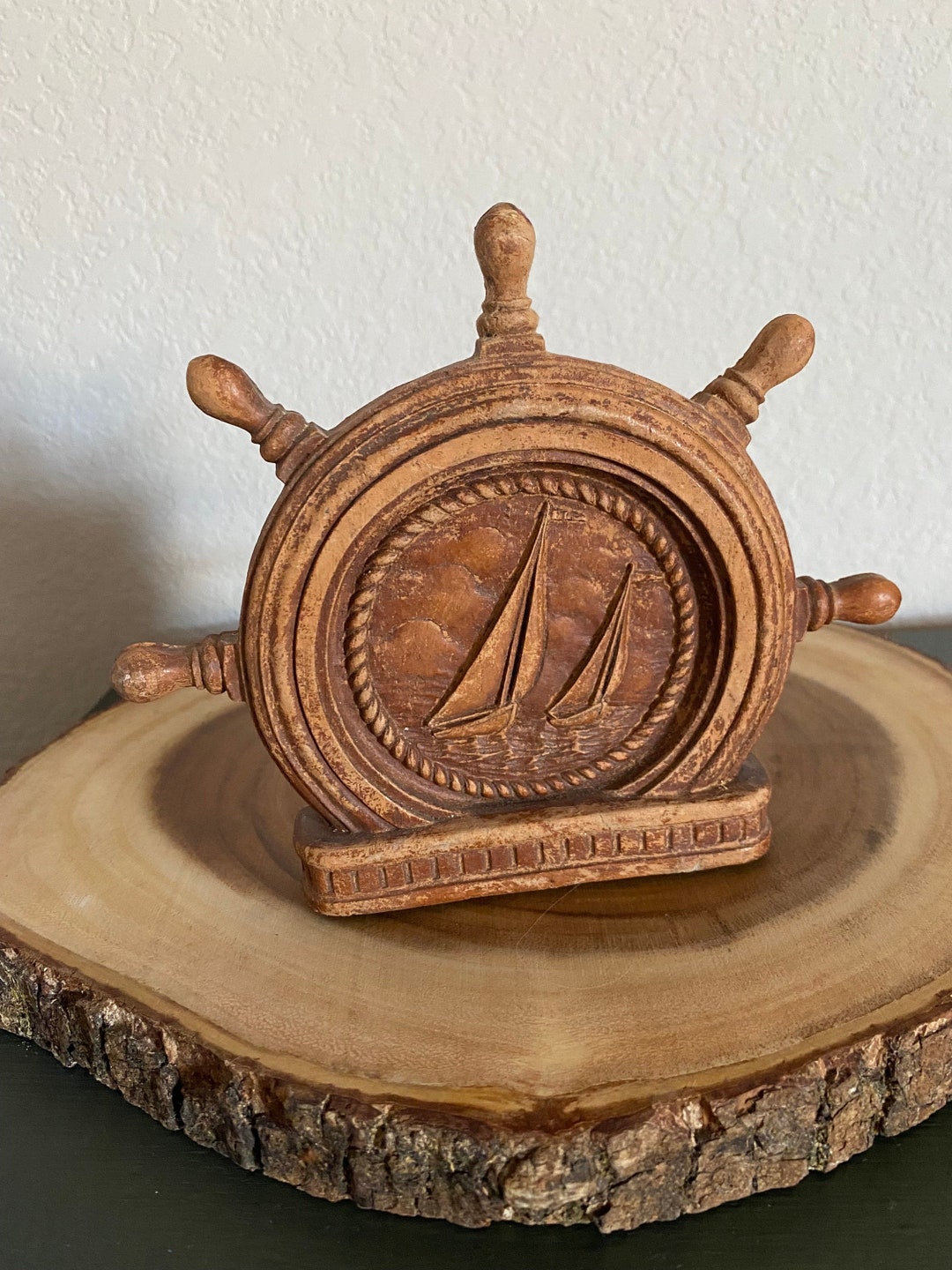 Sailboat Helm Syrocowood Nautical Bookend Made in Syracuse New York - Etsy
