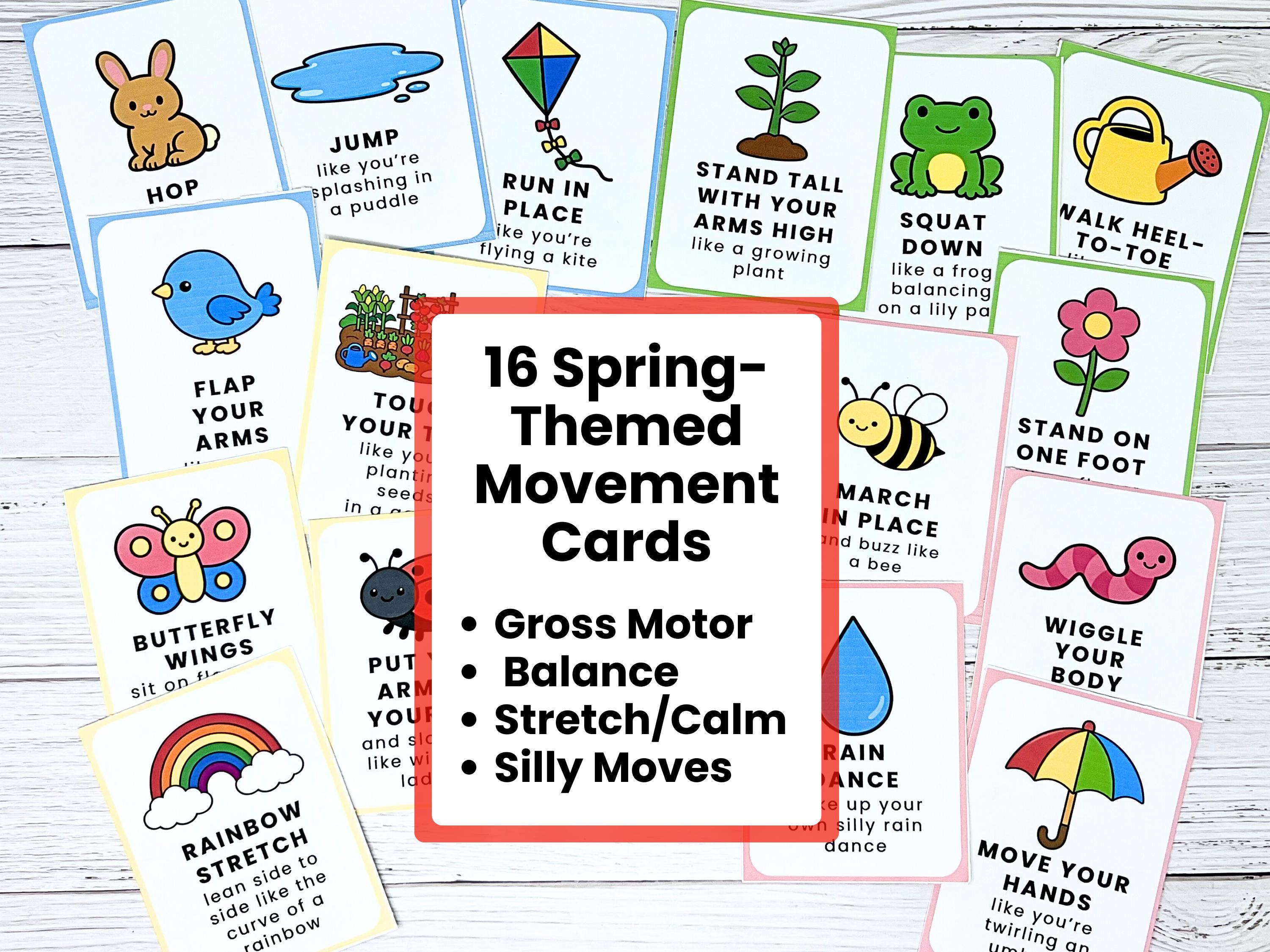 Spring Movement Cards for Kids | Brain Break Activities | Indoor ...