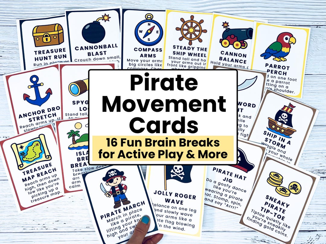 Pirate Movement Cards for Kids | Brain Breaks, Gross Motor Activity ...