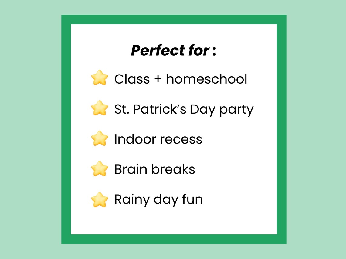 St. Patrick’s Day Movement Cards for Kids | Brain Breaks & Gross Motor ...