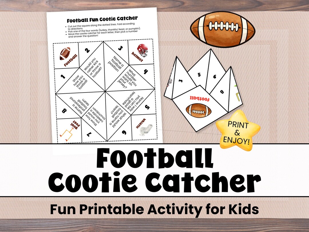 Football Cootie Catcher Printable Activity | Fun Sports Game for Kids ...