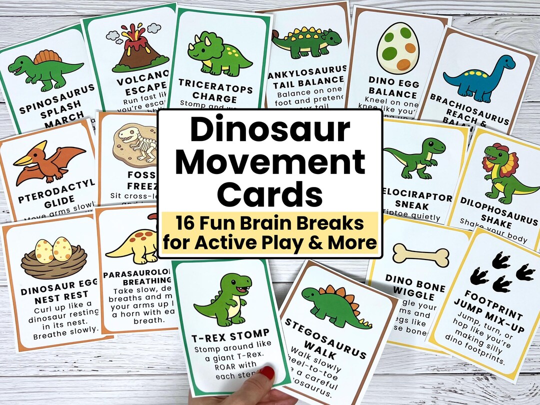 Dinosaur Movement Cards for Kids | Brain Break Activities | Classroom ...