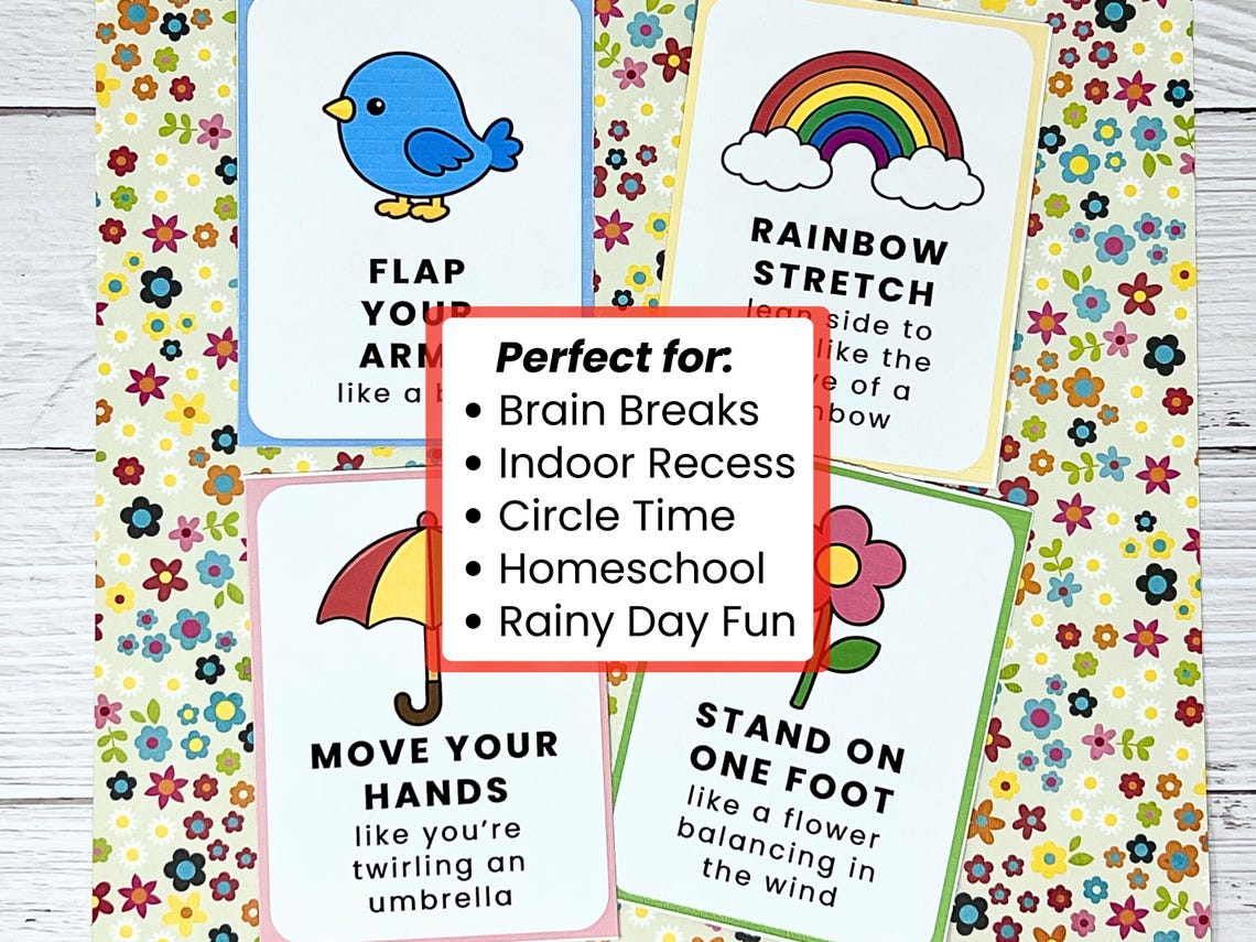 Spring Movement Cards for Kids | Brain Break Activities | Indoor ...