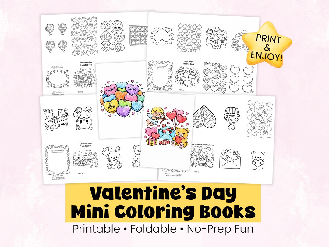 Valentine's Day Mini Coloring Books for Kids | Printable Foldable ...