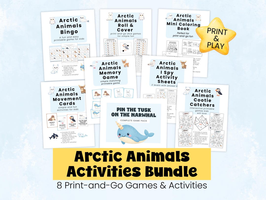 Arctic Animals Activities Bundle | Printable Games & Activities for ...