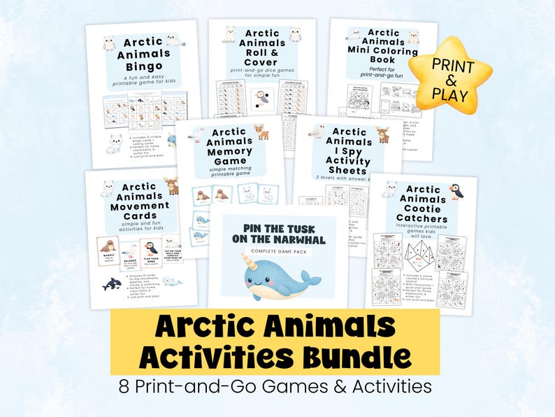 Arctic Animals Activities Bundle | Printable Games & Activities for ...