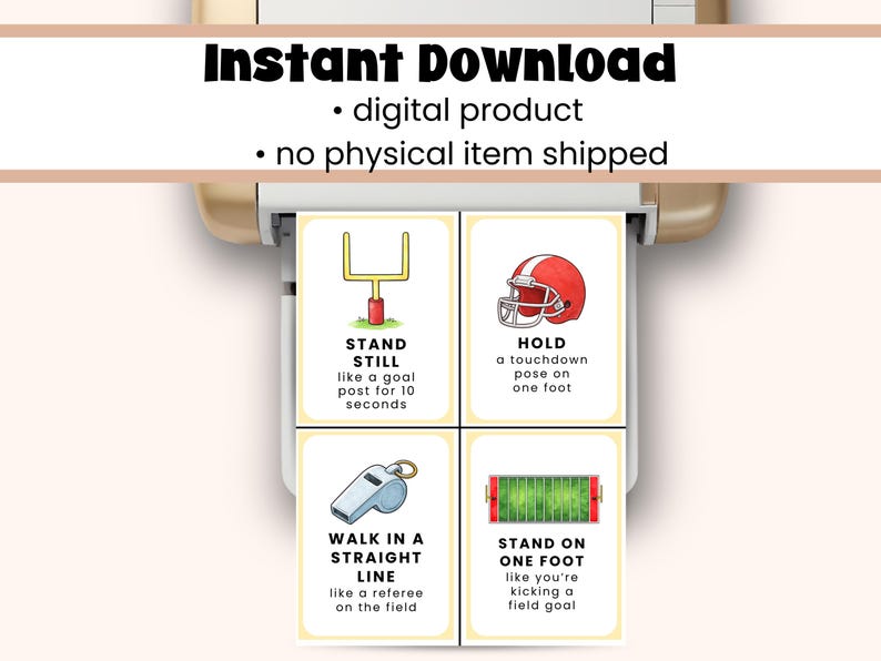Football Movement Cards for Kids | Fun Brain Breaks & Indoor Recess ...