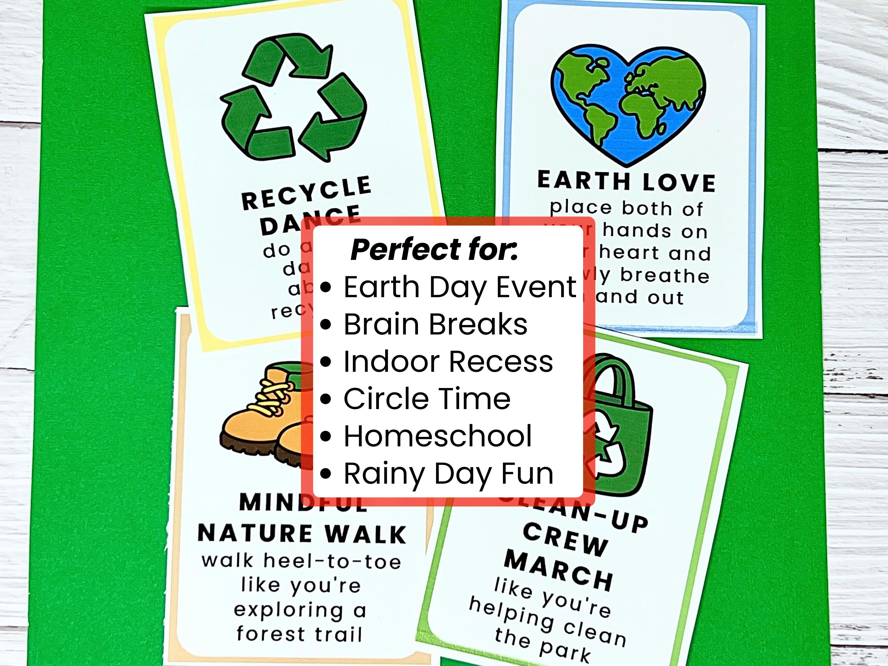Earth Day Movement Cards for Kids | Brain Breaks, Gross Motor ...