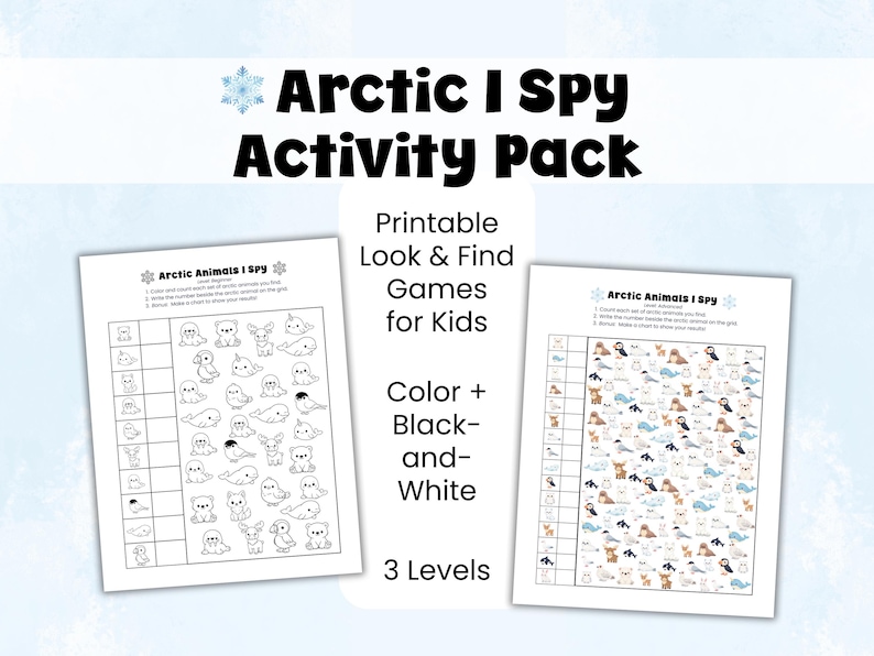 Arctic Animals I Spy Printable Games | Winter Activity for Kids - Etsy